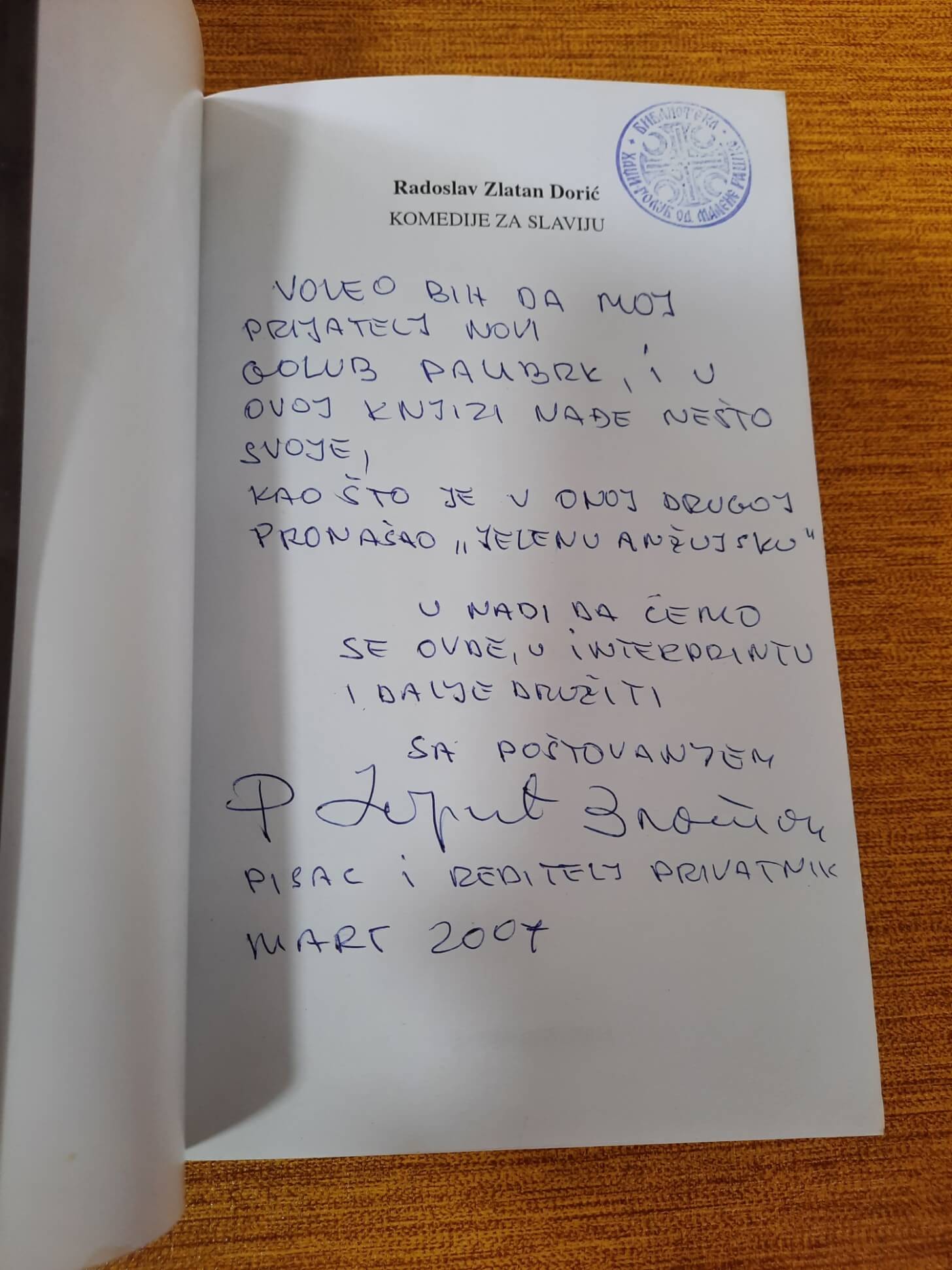 Komedije Za Slaviju - Radoslav Zlatan Dorić – | Knjižara Demago